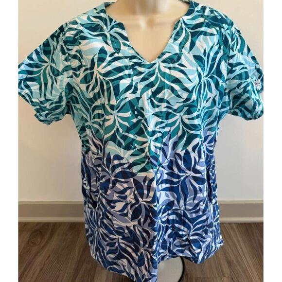 UA Scrubs | Tops | Ua Scrubs Womens Scrub Top Medium Teal Abstract ...